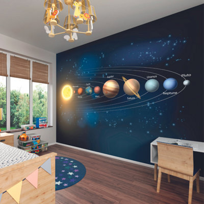 Origin Murals Space Planets Blue Smooth Paste The Wall Mural 350cm Wide X 280cm High Diy At Bandq