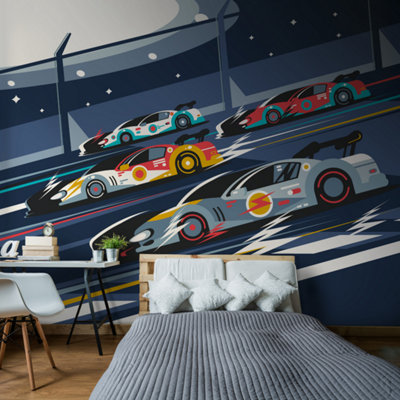 Origin Murals Sports Cars Navy Blue Matt Smooth Paste the Wall Mural ...