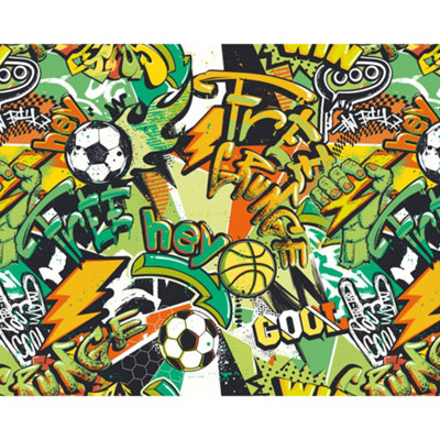 Origin Murals Sports Graffiti Matt Smooth Paste the Wall Mural 300cm ...