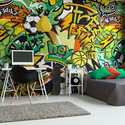 Origin Murals Sports Graffiti Matt Smooth Paste the Wall Mural 350cm ...