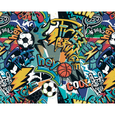 Origin Murals Sports Graffiti Multi Paste the Wall Mural 350cm wide x ...