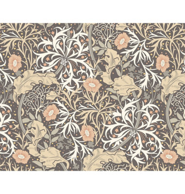 Origin Murals Trailing Seaweed Garden - Charcoal Matt Smooth Paste the Wall Mural 350cm wide x ...