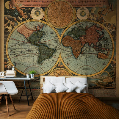 Origin Murals Vintage World Map Matt Smooth Paste the Wall Mural 350cm ...