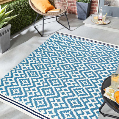 Origins Aztec Blue/Navy Rug 80 X 150 | DIY at B&Q