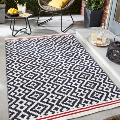 Origins Aztec Navy/Red Rug 160 X 230 | DIY at B&Q