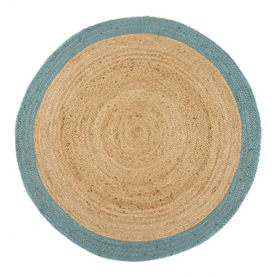 Origins Jute Border Duck Egg 150CM x 150CM | DIY at B&Q