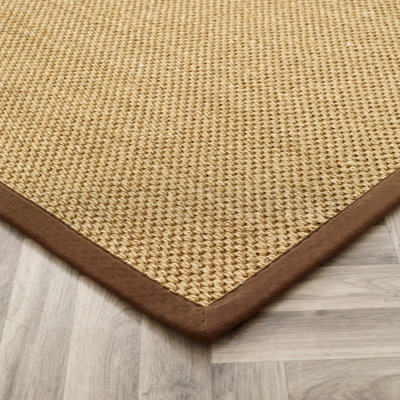 Origins Sisal Rug Warm Natural with Dark Brown Border 120CM x170CM