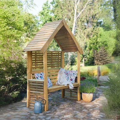 Orio Wooden Garden Arbour with bench, half trellis h205x161x62 cm