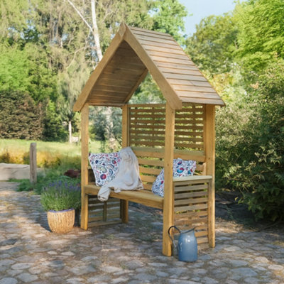 Orio Wooden Garden Arbour with bench, half trellis h205x161x62 cm
