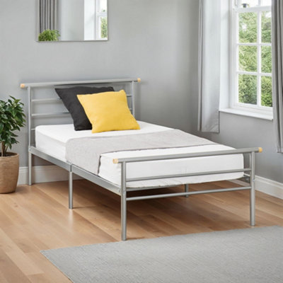 Orion 3ft Single Bed Frame in Silver with slats