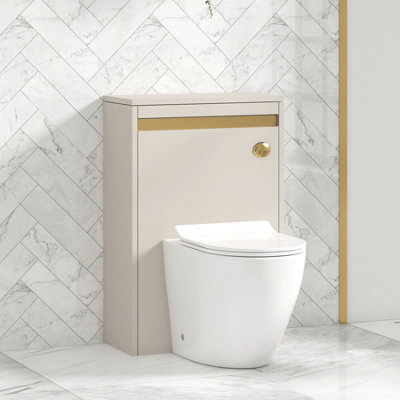 Orion 500mm Beige BTW WC Unit with Elva Rimless Toilet Pan & Slim Seat ...