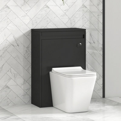 Orion 500mm Jet Black BTW WC Unit with Elena Rimless Toilet Pan & Slim ...