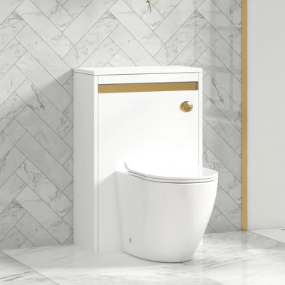 Orion 500mm Matte White BTW WC Unit with Elva Rimless Toilet Pan & Slim ...
