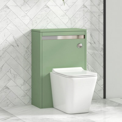 Orion 500mm Mint Green BTW WC Unit with Elena Rimless Toilet Pan & Slim ...