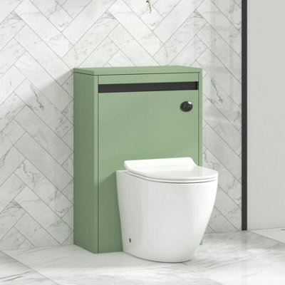 Orion 500mm Mint Green BTW WC Unit with Elva Rimless Toilet Pan & Slim ...