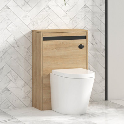 Orion 500mm Oak BTW WC Toilet Unit with Black Strip