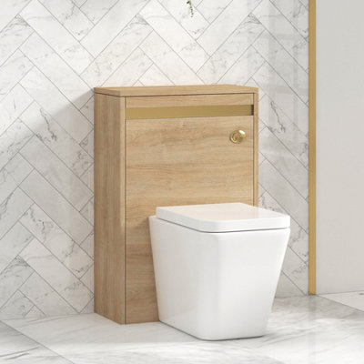 Orion 500mm Oak BTW WC Unit with Elena Rimless Toilet Pan & Seat ...