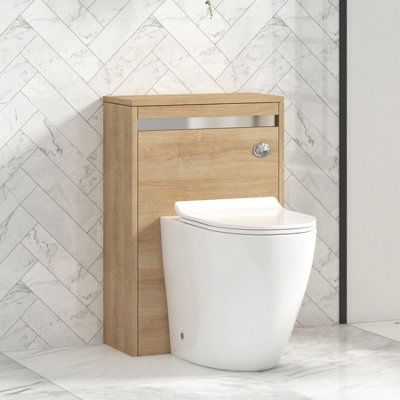 Orion 540mm Natural Oak BTW WC Unit with Elva Rimless Short Projection ...