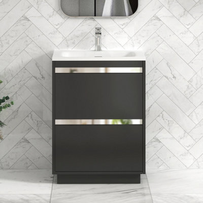 Orion 800mm Beige 2 Drawer Wall Hung Vanity Unit with Undrilled Stone ...