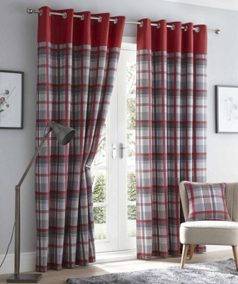 Orleans Red Eyelet Curtains 90 x 90