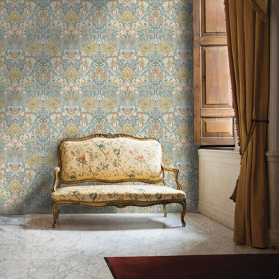Ornamental Floral Wallpaper Aqua / Multi Holden 13880