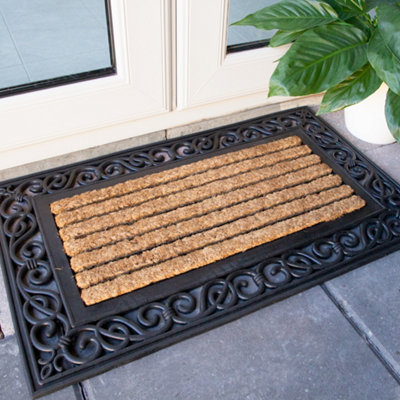 Ornate Border Rubber Coir Hardwearing Non Slip Door Mat | DIY at B&Q