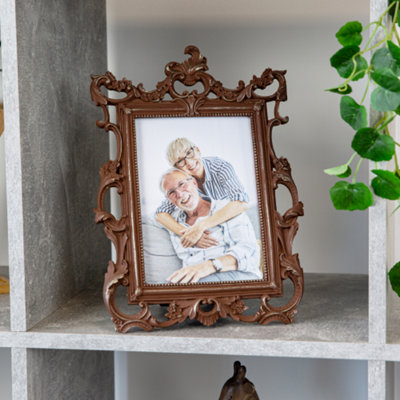 Ornate Rustic Bronze Scrollwork Floral 5x7 Picture Frame with Brushed ...