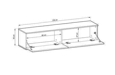 Oro Contemporary Wall Hung TV Cabinet 2 Doors Black Matt (W)1350mm (H ...