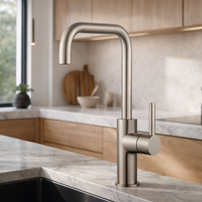 Orsay Horizontal Spout One Handle Kitchen Mixer Tap Brushed Nickel ...