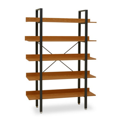 Orsina 5 Tier Red Pomelo Shelves & Black Frame Shelf Unit,Office Wall ...