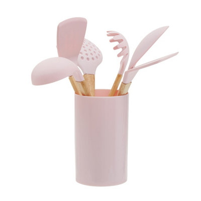 Orsina 7 Piece Pastel Pink Kitchen Utensil Set,Silicone Tools With ...