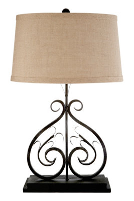 Orsina Black Decorative Table Lamp, Curled Metal Frame Lamp With ...