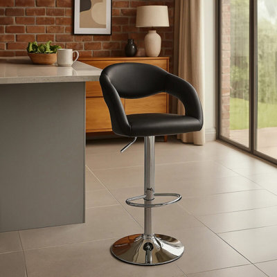 Orsina Black Faux Leather Bar Chair, Backrest Breakfast Bar Chair ...