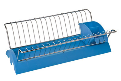 Orsina Blue Plastic And Chrome Wire Dish Drainer, Durable Rack With ...