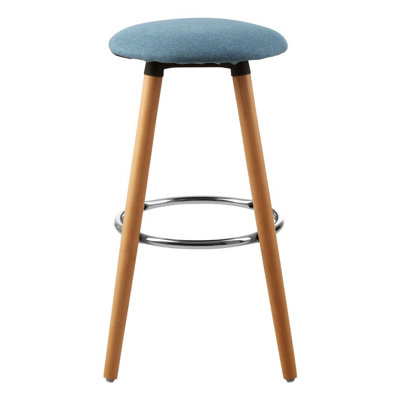 Orsina Blue Round Bar Stool, Easy to Clean Kitchen Bar Stool, Footrest ...