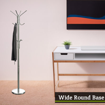 Orsina Chrome Floor Standing Coat Stand, Modern Design with 12 Hooks ...
