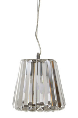 Orsina Chrome Pendant Light, Cone-Shaped Crystal Glass Ceiling Fixture ...