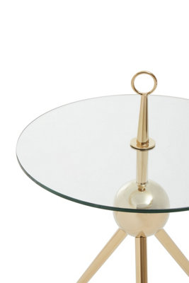Orsina Clear Glass Gold Frame Side Table, Stylish Design End Table with ...