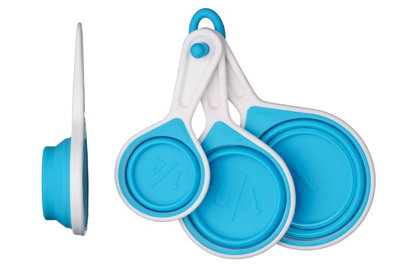 Orsina Collapsible Set of Four Blue Silicone Measuring Cups, Durable ...