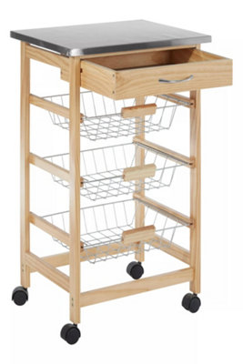 Orsina Compact Build Glenn 3 Wire Baskets Pinewood Kitchen Trolley ...
