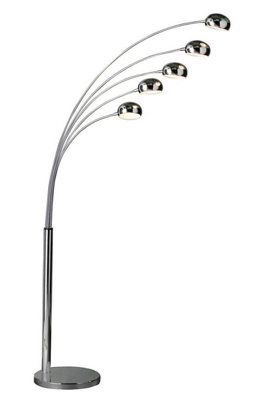 Orsina Contemporary 5-Arched Floor Lamp With Marble Base, Tall Metal ...