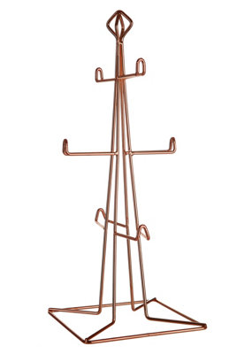 Orsina Copper Finish 6 Mug Tree, Elegant Wire Stand For Hanging Mugs ...