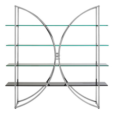 Orsina Curved Design Shelf Unit With Black Glass Shelves,Versatile ...