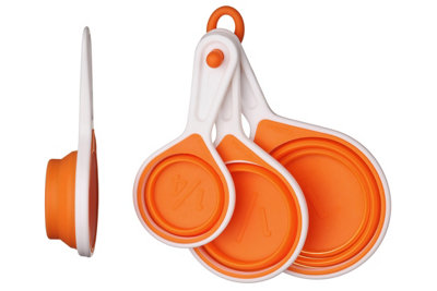 Orsina Durable Set of Four Orange Silicone Measuring Cups, Collapsible ...