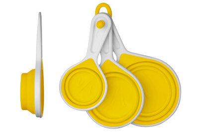 Orsina Durable Set of Four Yellow Silicone Measuring Cups, Collapsible ...
