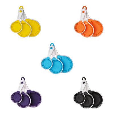 Orsina Durable Set of Four Yellow Silicone Measuring Cups, Collapsible ...