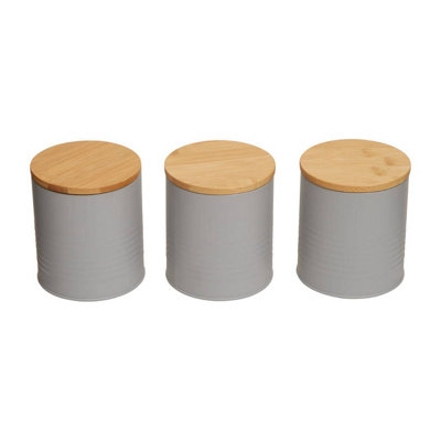 Orsina Durable Set Of Three Grey Cannisters, Stylish Design Kitchen ...