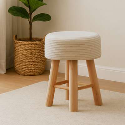 Orsina Durable White Cotton Rope Stool, Stylish Kitchen Stool For ...