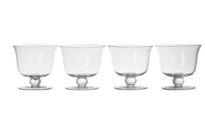 ORSINA ELEGANT SET OF 4 CLEAR GLASS DESSERT DISHES, CONTEMPORARY DESIGN ...