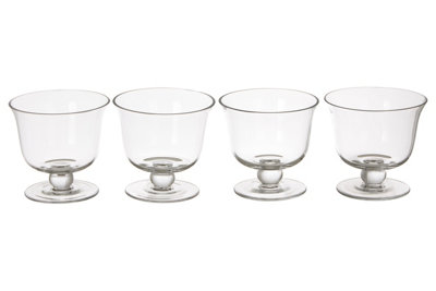 ORSINA ELEGANT SET OF 4 CLEAR GLASS DESSERT DISHES, CONTEMPORARY DESIGN ...